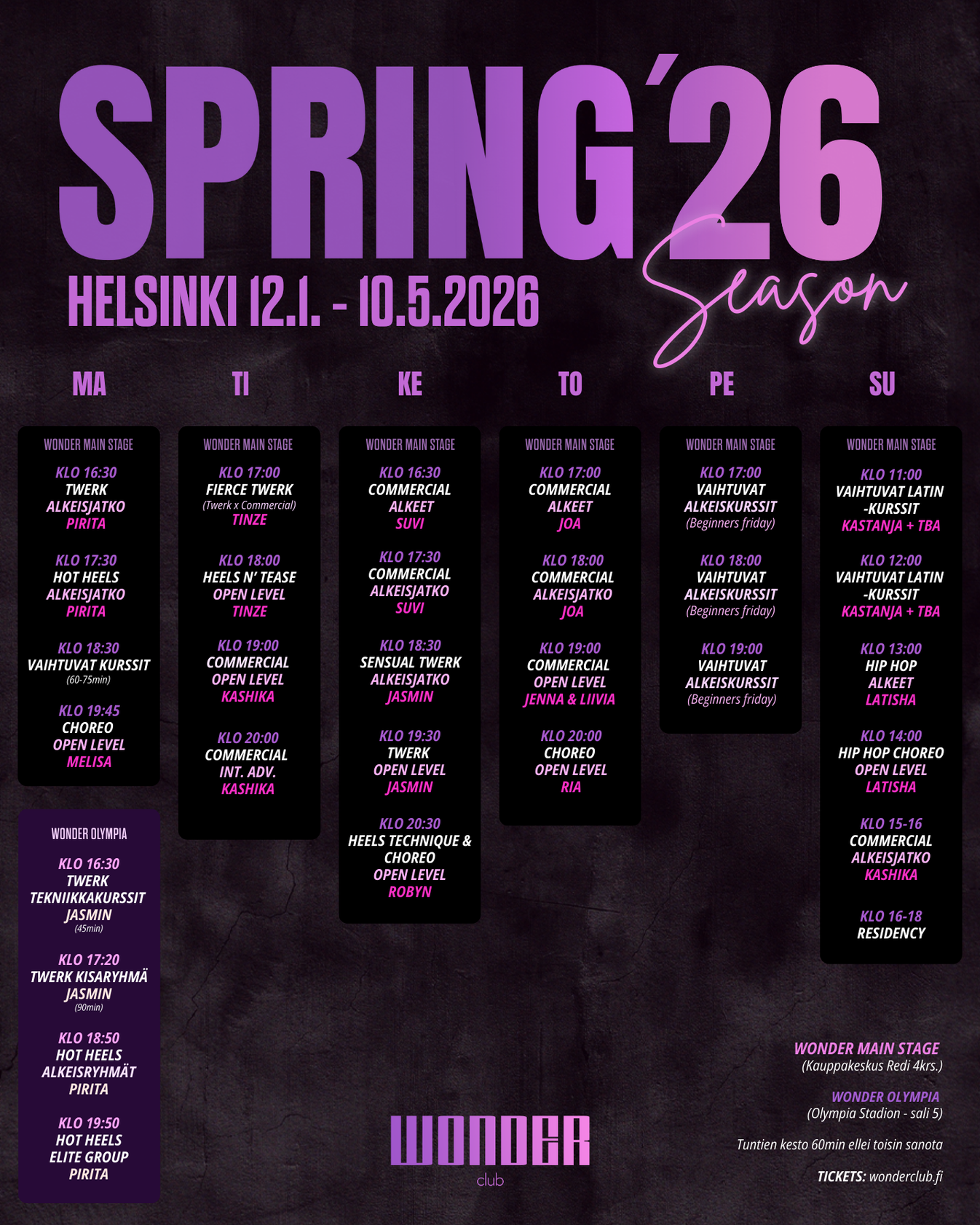 Tanssikoulu Wonder Club Helsinki | Kevätkausi 2026 tanssitunnit ...